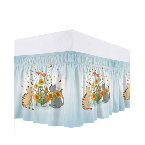 Cute Cats Bed Skirt California King Size 16 Inch Drop, Yellow Red ...