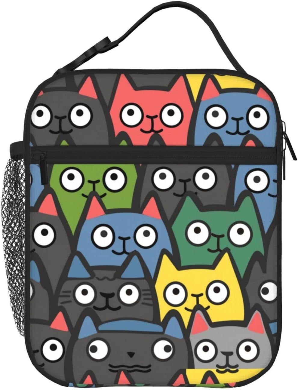 Cute Cats Big Eyes Lunch Box Insulated For Women Men Detachable Handle ...