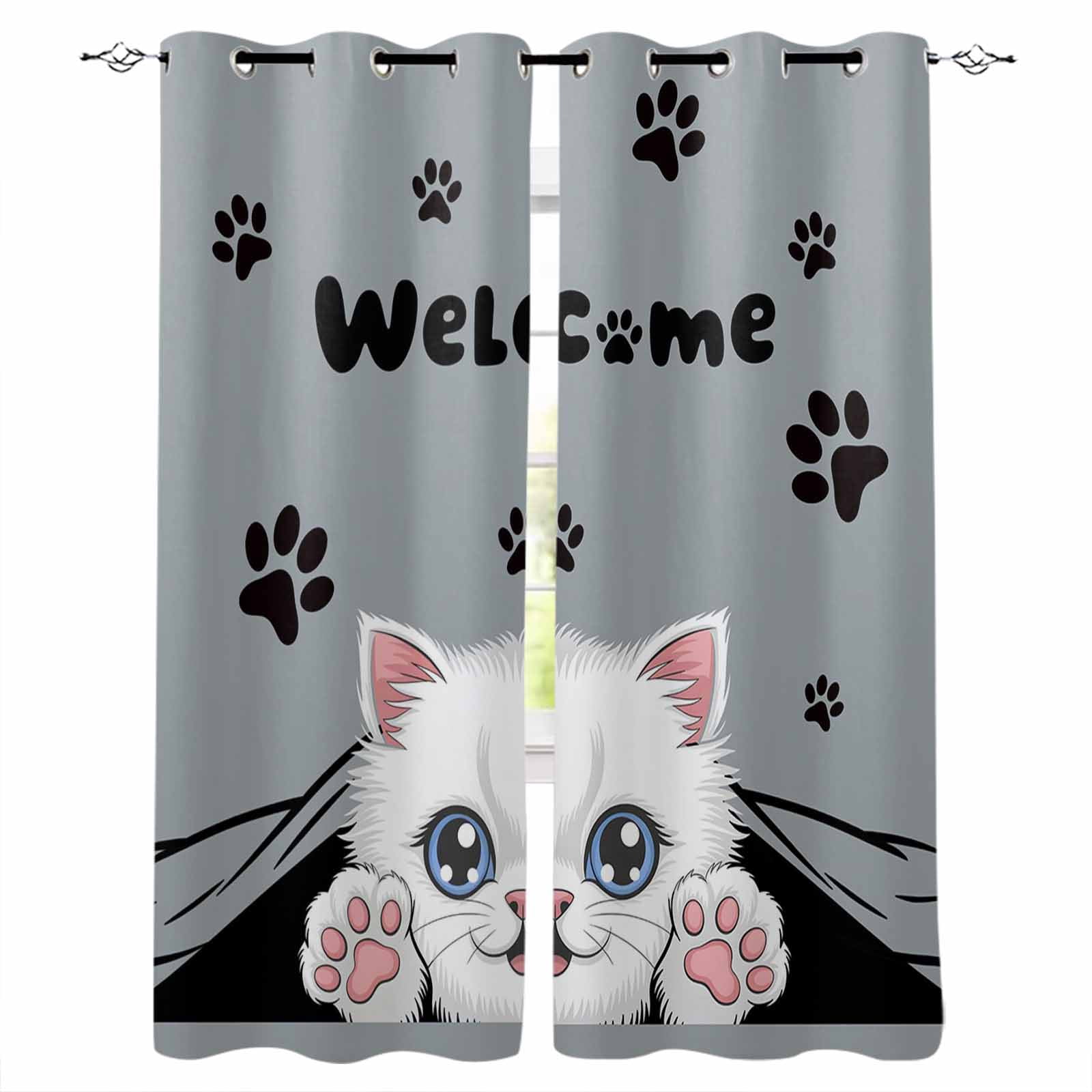 Cute Cats Blackout Curtains 84 Inches Long, Vintage Cat Claws Pets ...