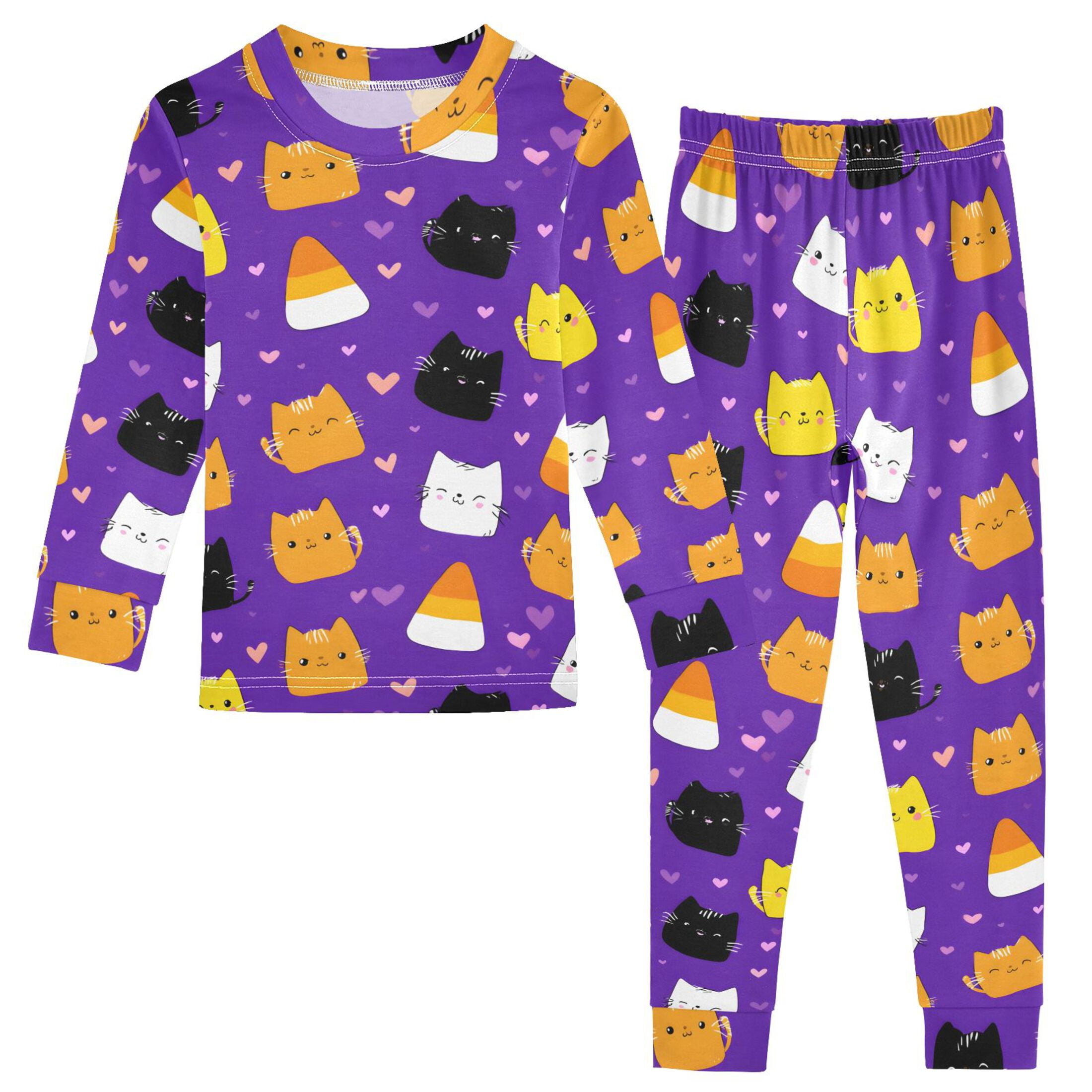 Cute Cats Candy Cotton Pajamas 2 Piece Set Sleepwear Soft and ...