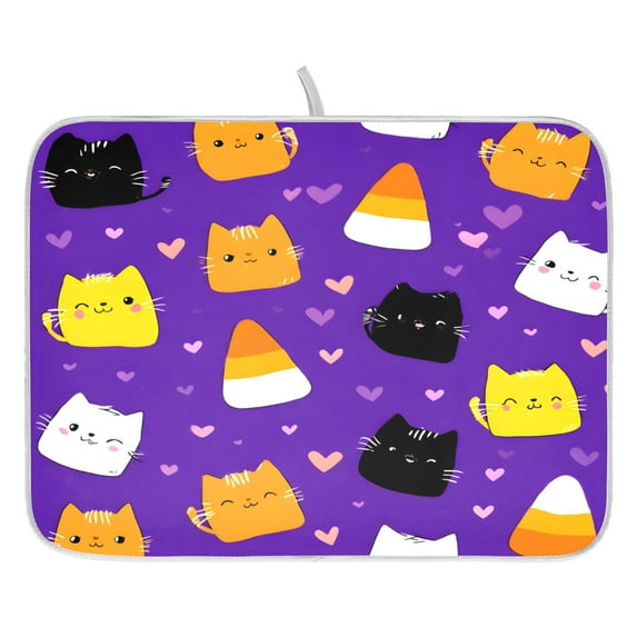 Cute Cats Candy Drying Dish Mat Quick Drying Absorbent Soft Durable for ...