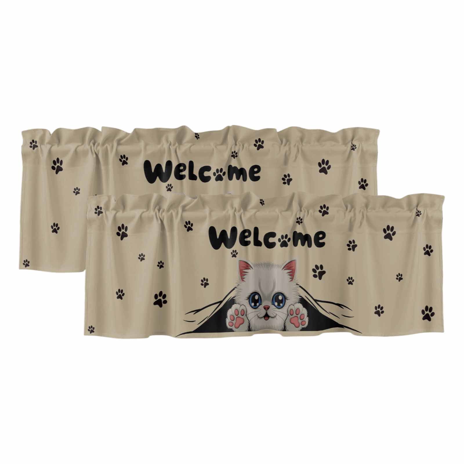 Cute Cats Curtain Valances for Windows, Kitchen Valance Window ...