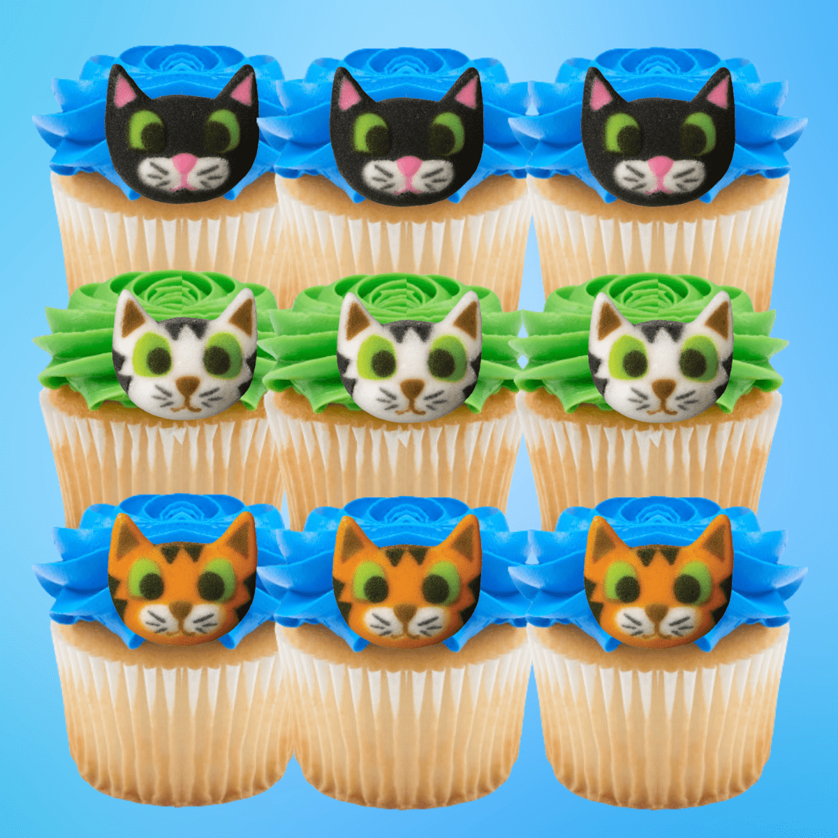 Walmart Edible Cute Cats Decorations: Kitty Faces Icing Toppers for ...