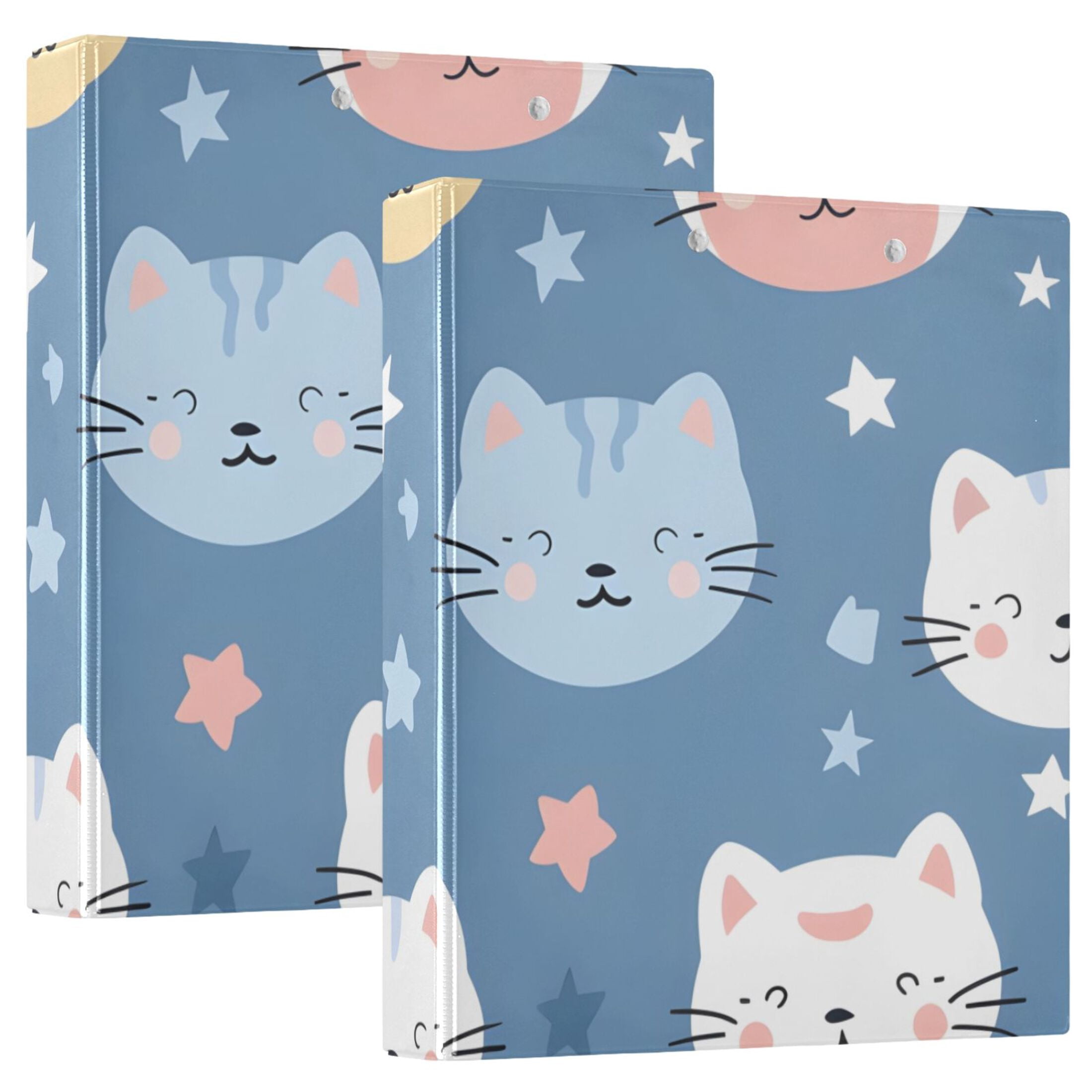 Cute Cats Face 3 Ring Binders 1.5 inch Hardcover File Folders with ...