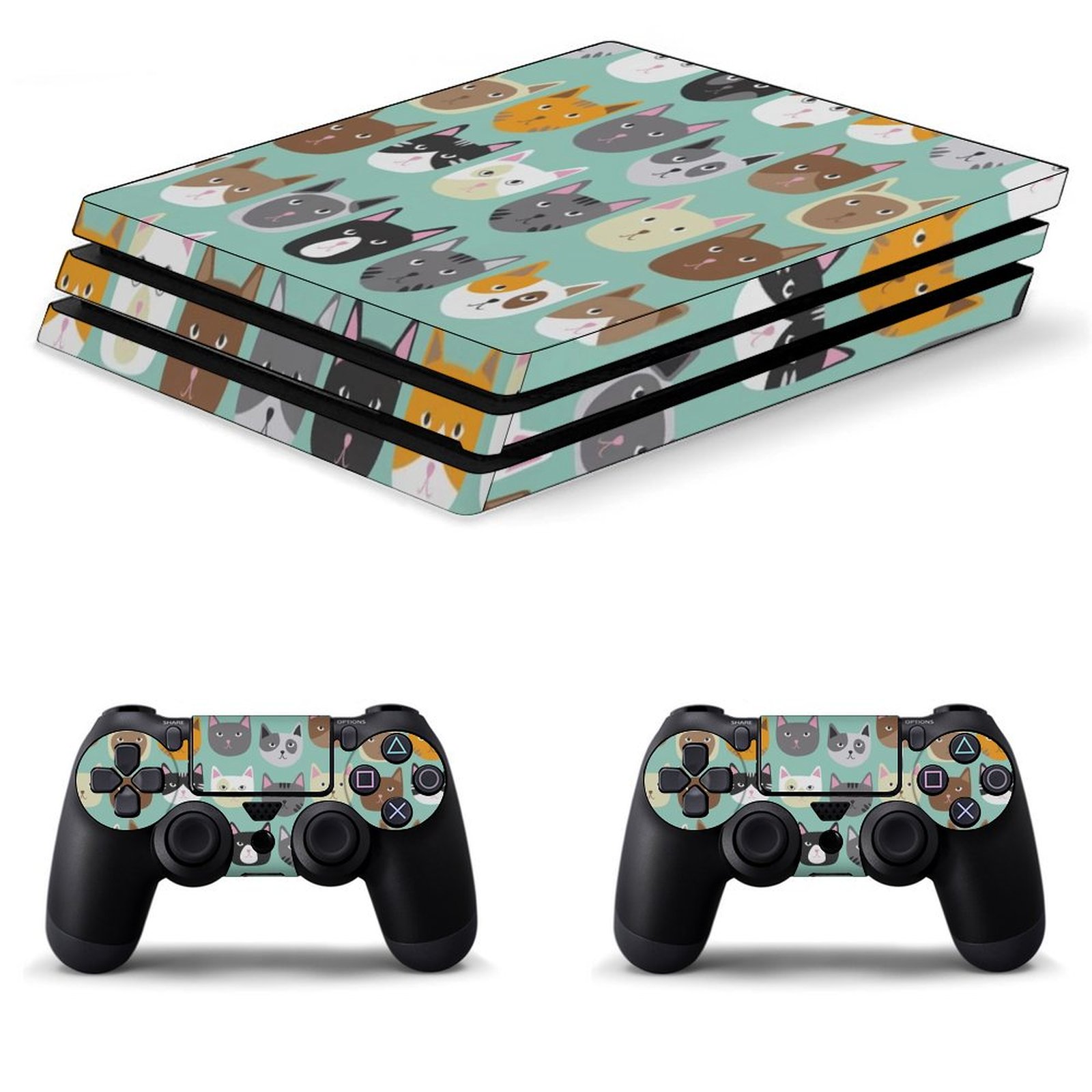 Cute Cats Face PS4/PS4 Pro/PS4 Slim Skin Sticker For Console And ...