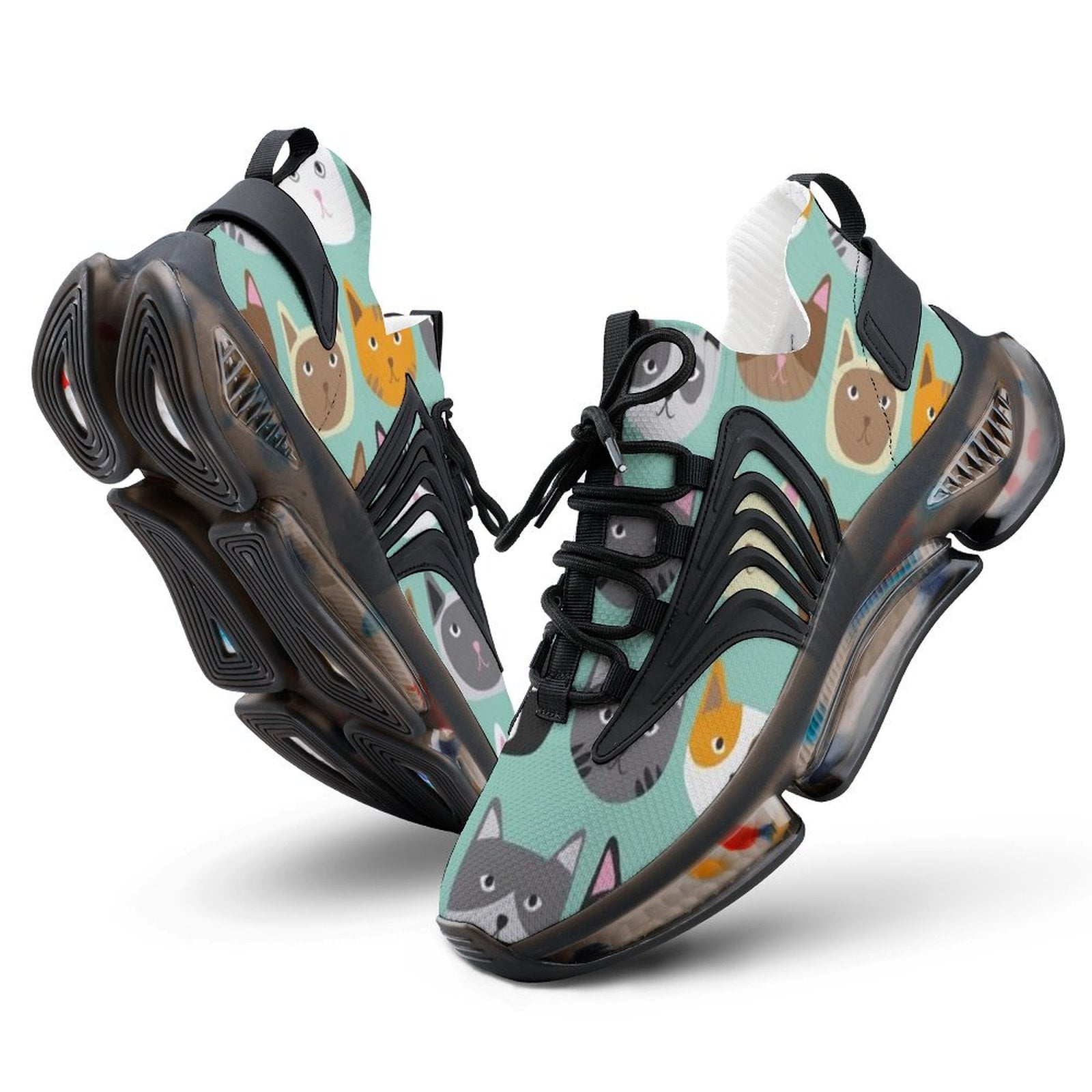 Cute Cats Face Walking Shoes for Men Woman Lightweight Tennis Fashion ...