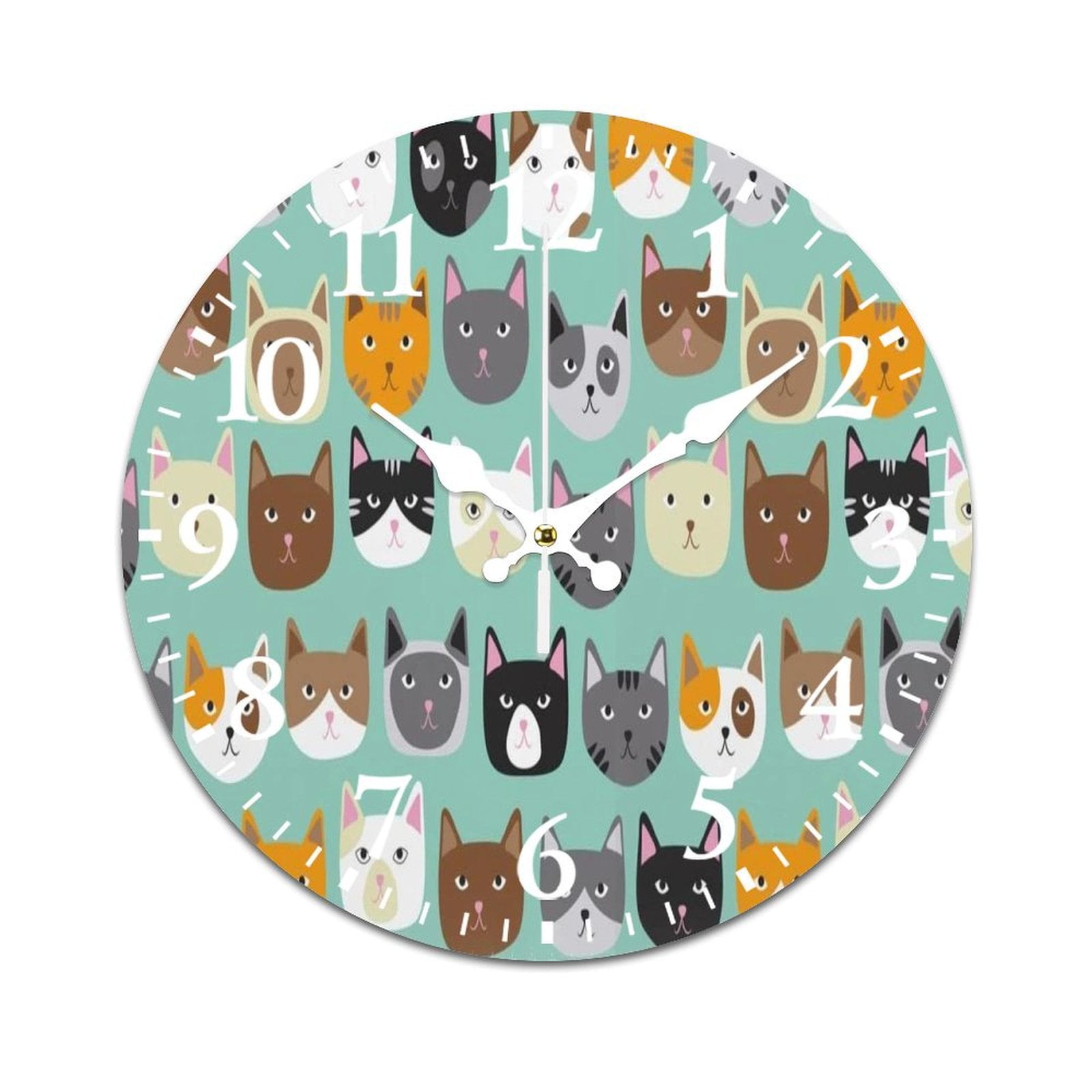 Cute Cats Face Wall Clock Modern Design Clocks Wall Hanging Home Office ...