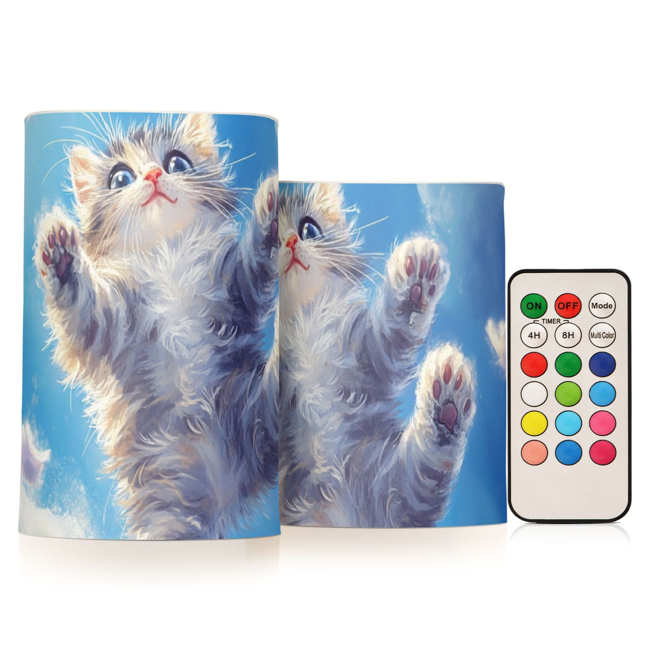 Cute Cats Flying on Floral Field Flickering Flameless Candles LED ...