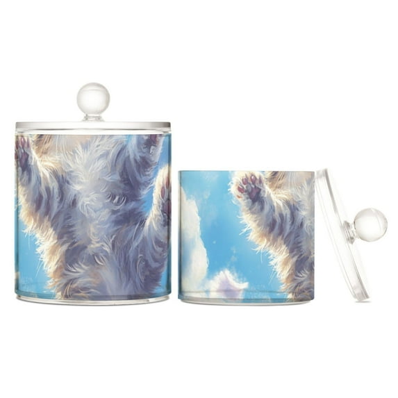Cute Cats Flying on Floral Field Translucent Plastic Cans Storage ...
