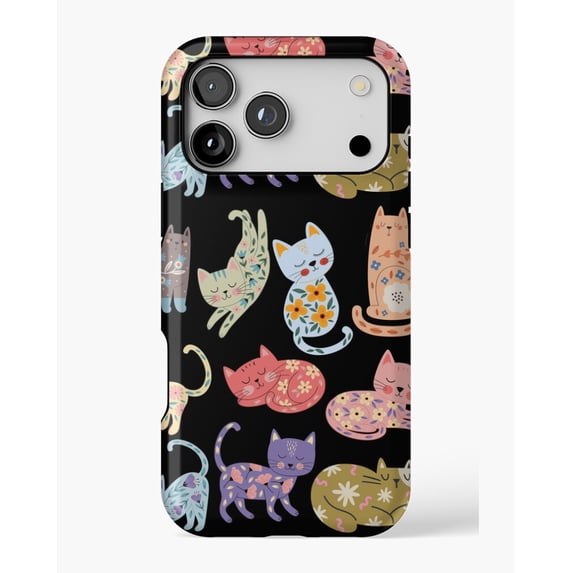 Cute Cats H1416 Premium Durable Case for iPhone 17 16 15 14 13 12 11 ...