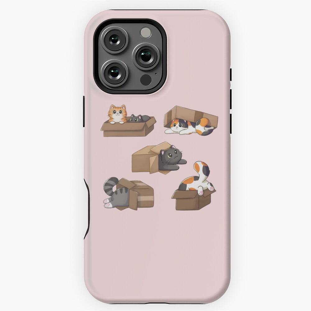 Cute Cats In Boxes Phone Case for iPhone 16 15 14 13 12 11 Pro Max ...
