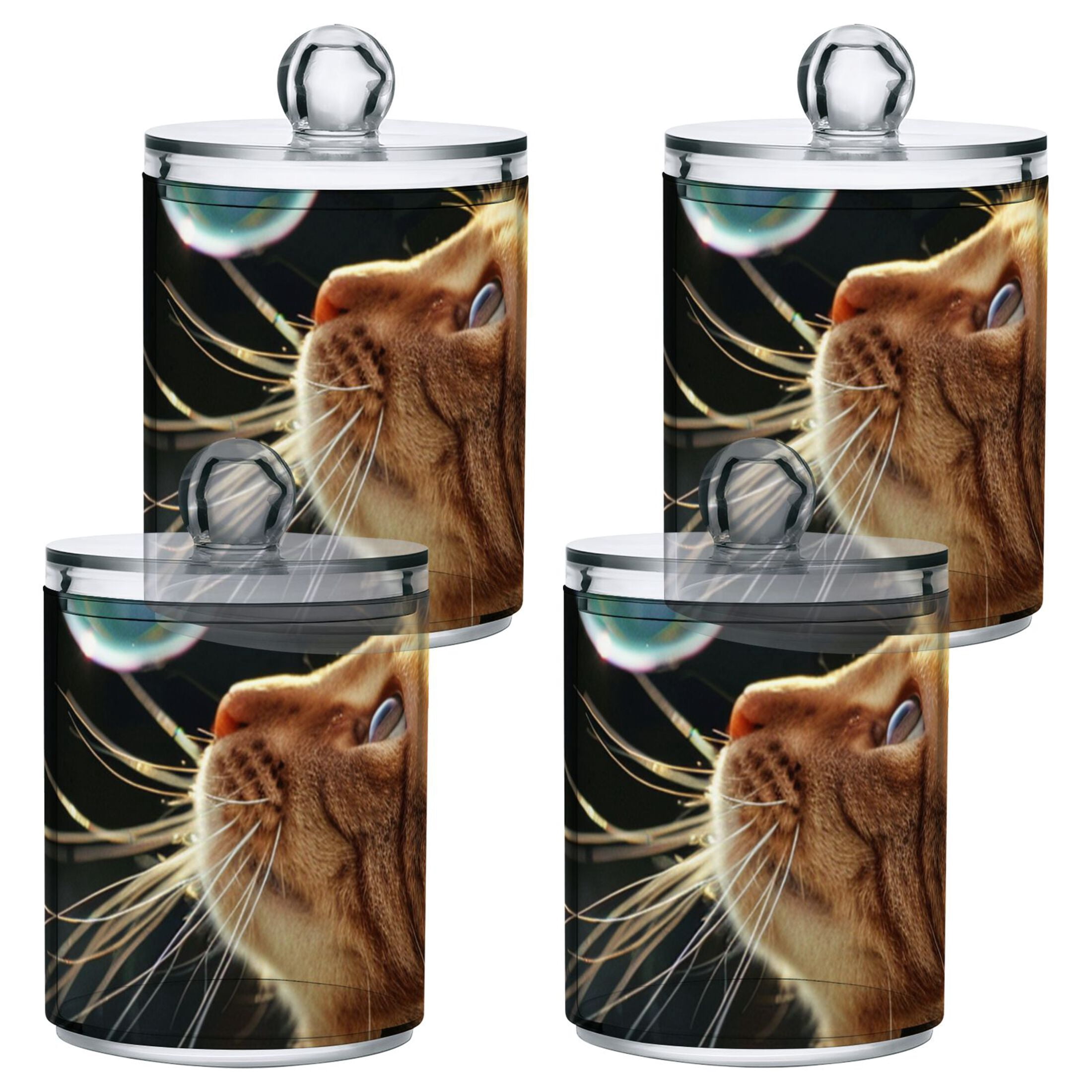 Cute Cats Look at The Bubbles Translucent Plastic Cans Storage ...