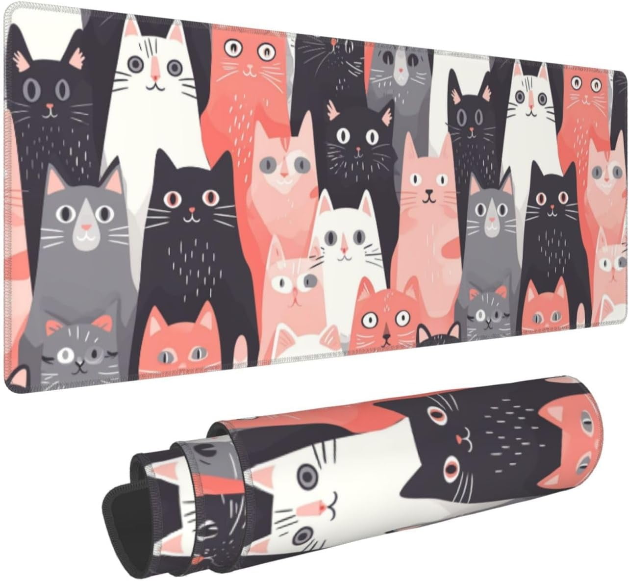 Cute Cats Lovely Kitten Gaming Mouse Pad, Large Non-Slip Rubber Base ...