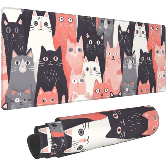 Cute Cats Lovely Kitten Gaming Mouse Pad, Large Non-Slip Rubber Base ...