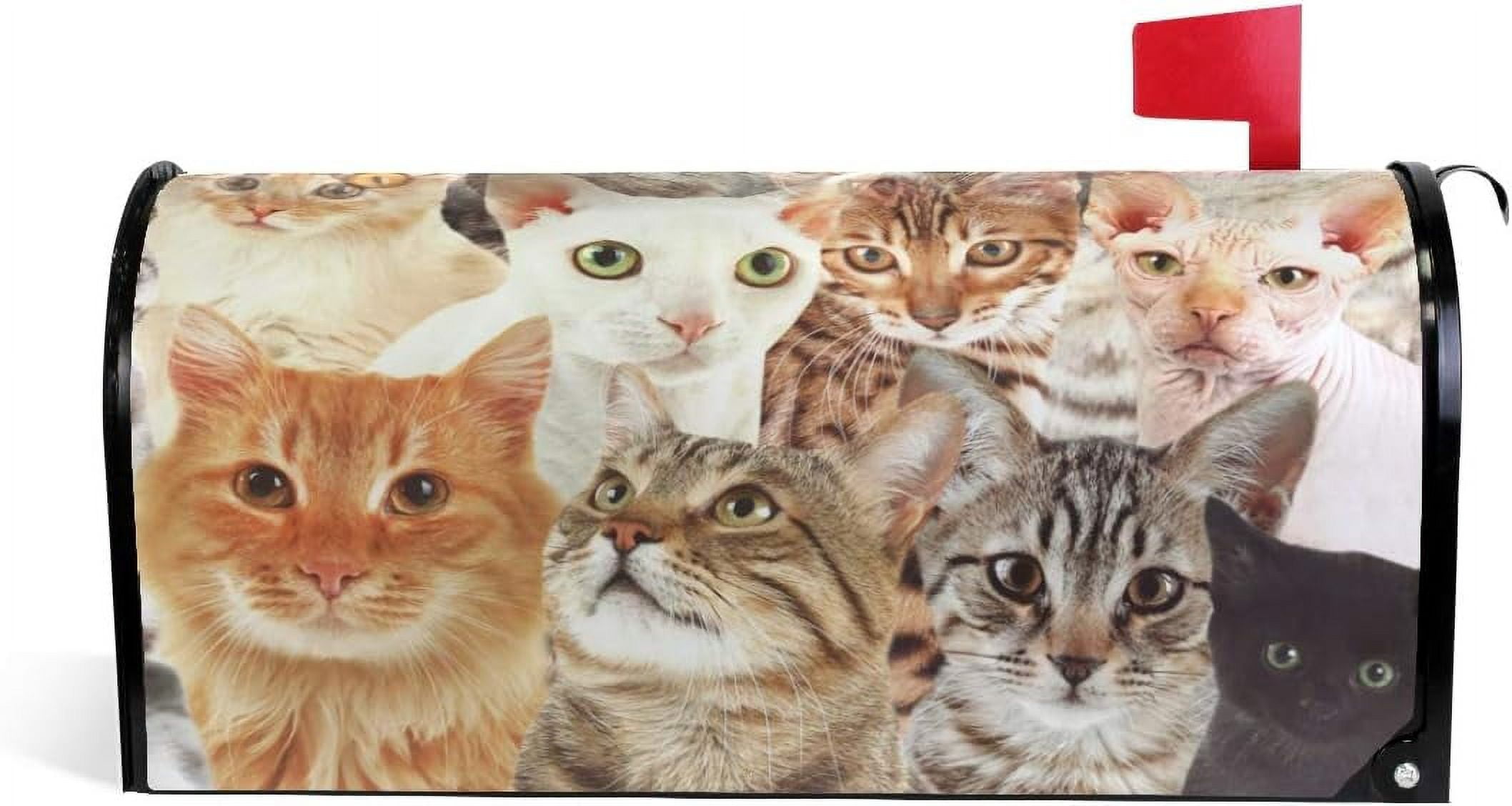 Cute Cats Magnetic Magnetic Mailbox Cover Standard Size for Garden Yard ...