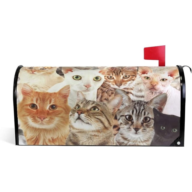 Cute Cats Magnetic Magnetic Mailbox Cover Standard Size for Garden Yard ...