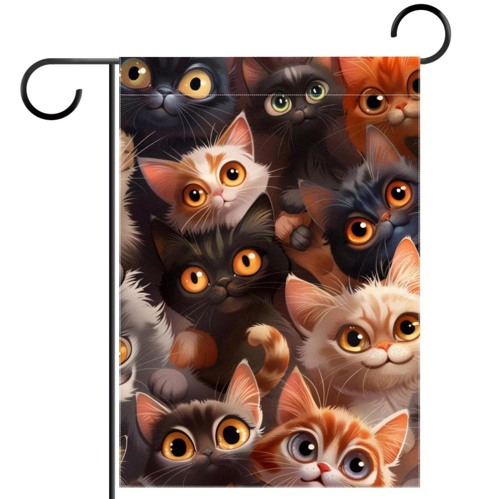 Cute Cats Pattern Double Sided Garden Flag Decorative Weather Resistant ...