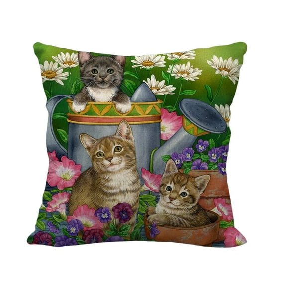 Cute Cats Pet Pillowcase, Polyester Cushion Cover, Decorative Throw ...