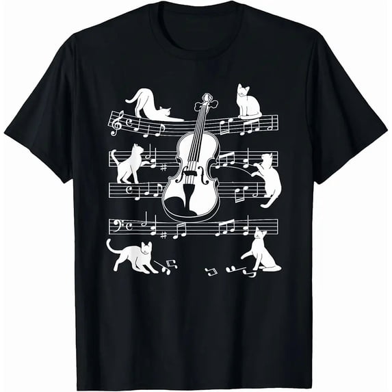 Cute Cats Playing Violin on Sheet Music for Women Musician Graphic ...