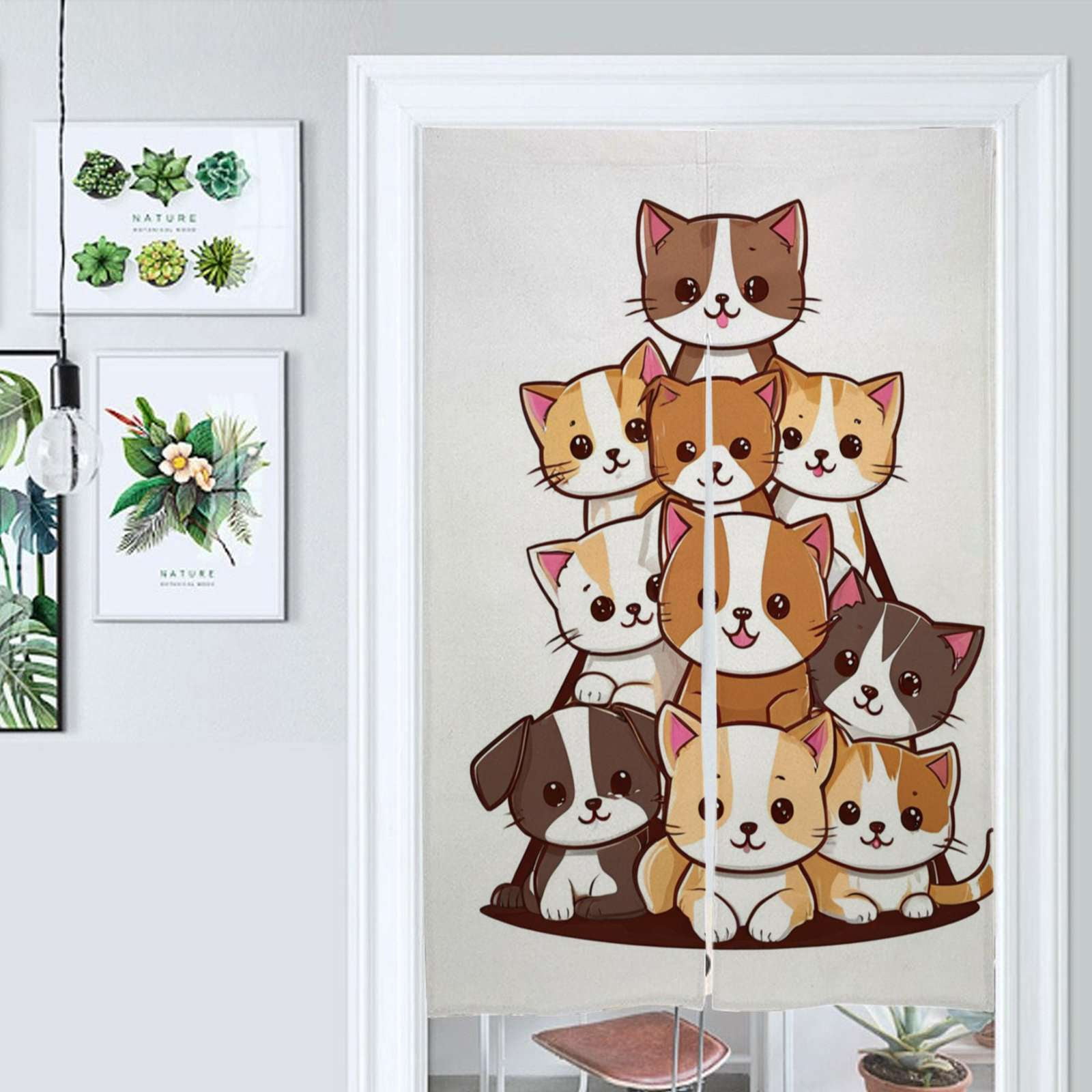 Cute Cats Pyramid Door Curtain Nordic Living Room DoorCurtain Porch ...