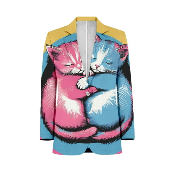 Cute Cats Sleeping Together Mens Suits Shawl Collar Slim Fit Suit Mens ...