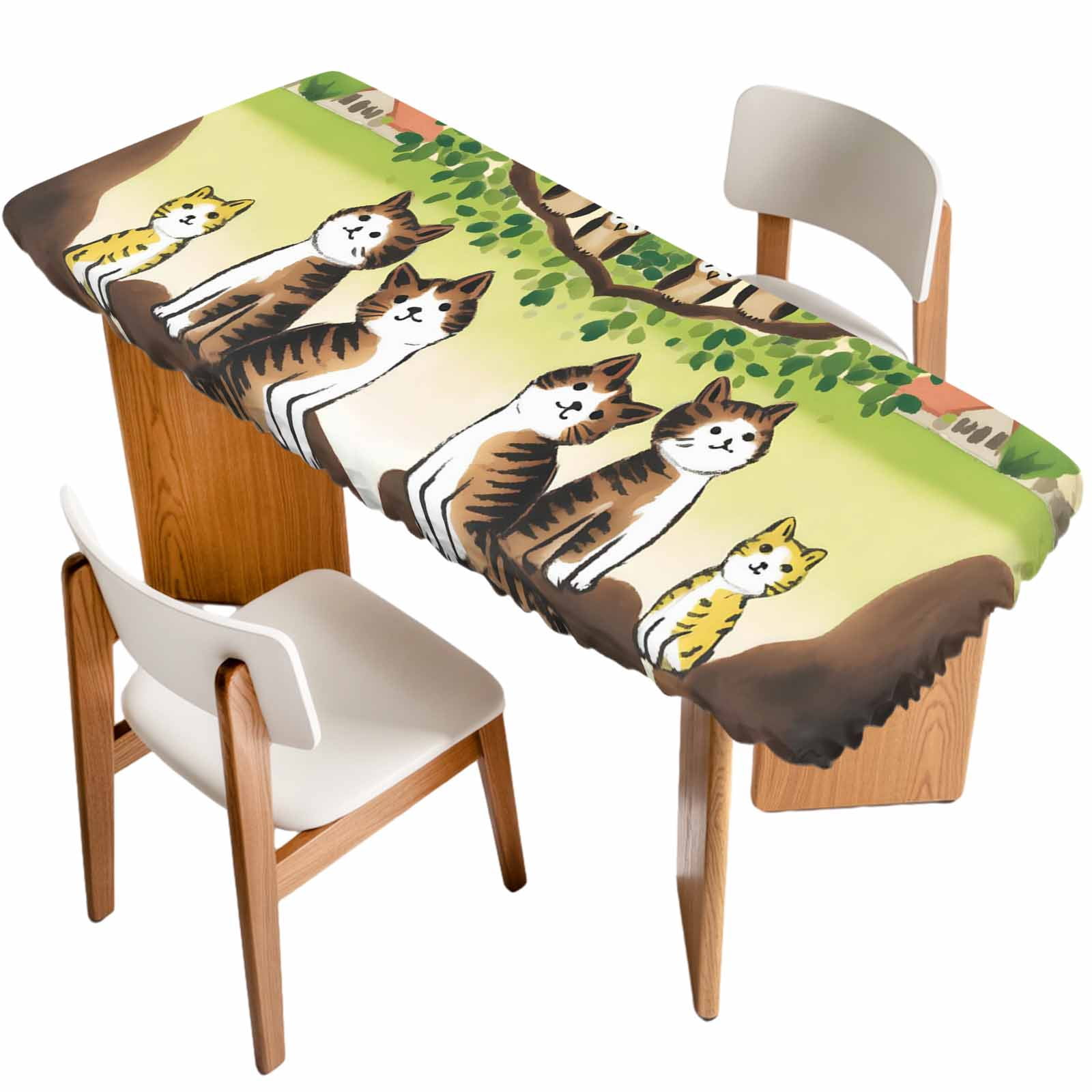 Cute Cats Table Cloths for 8 Foot Rectangle Tables, Japanese Owls ...
