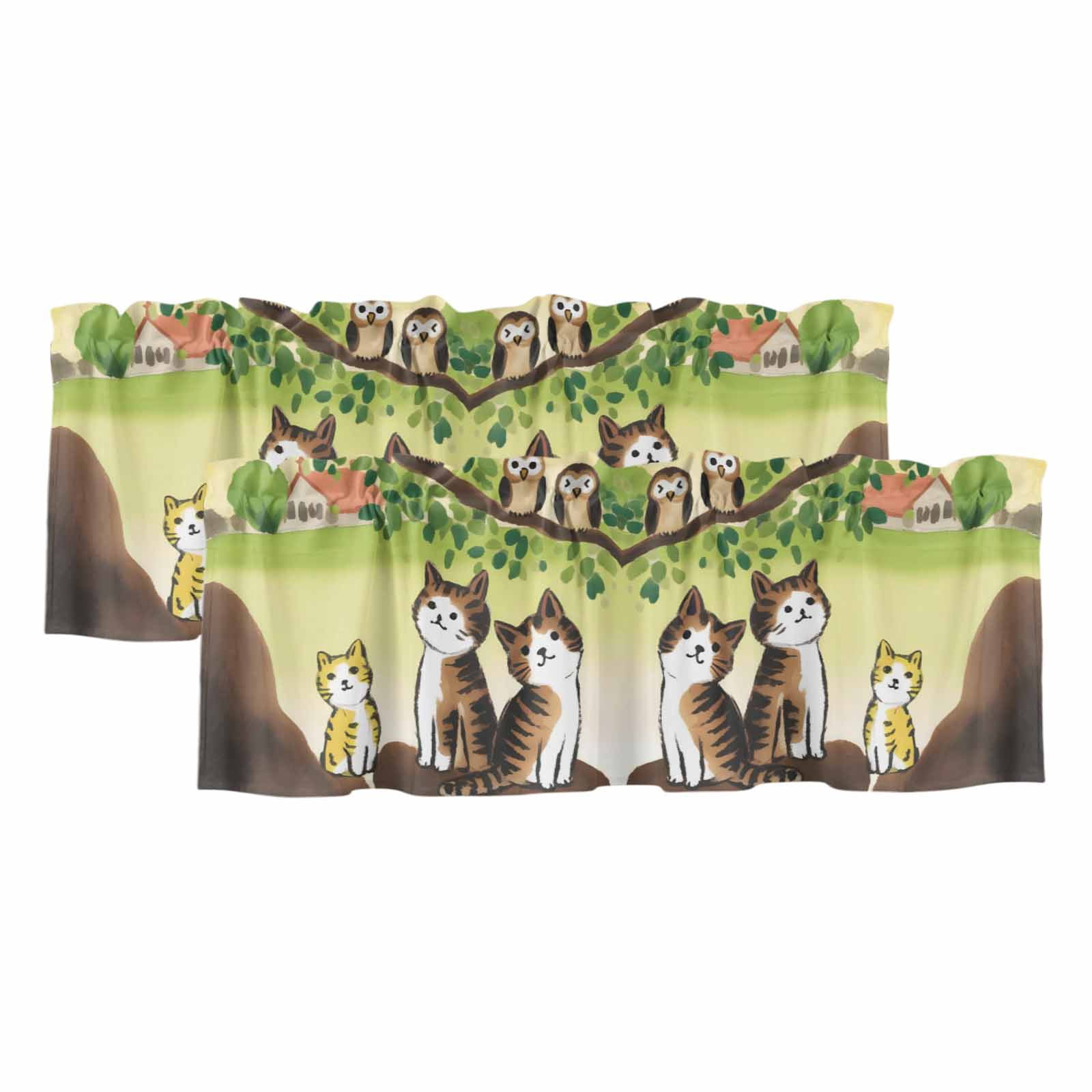 Cute Cats Valances for Windows, Decorative Rod Pocket Window Valance ...