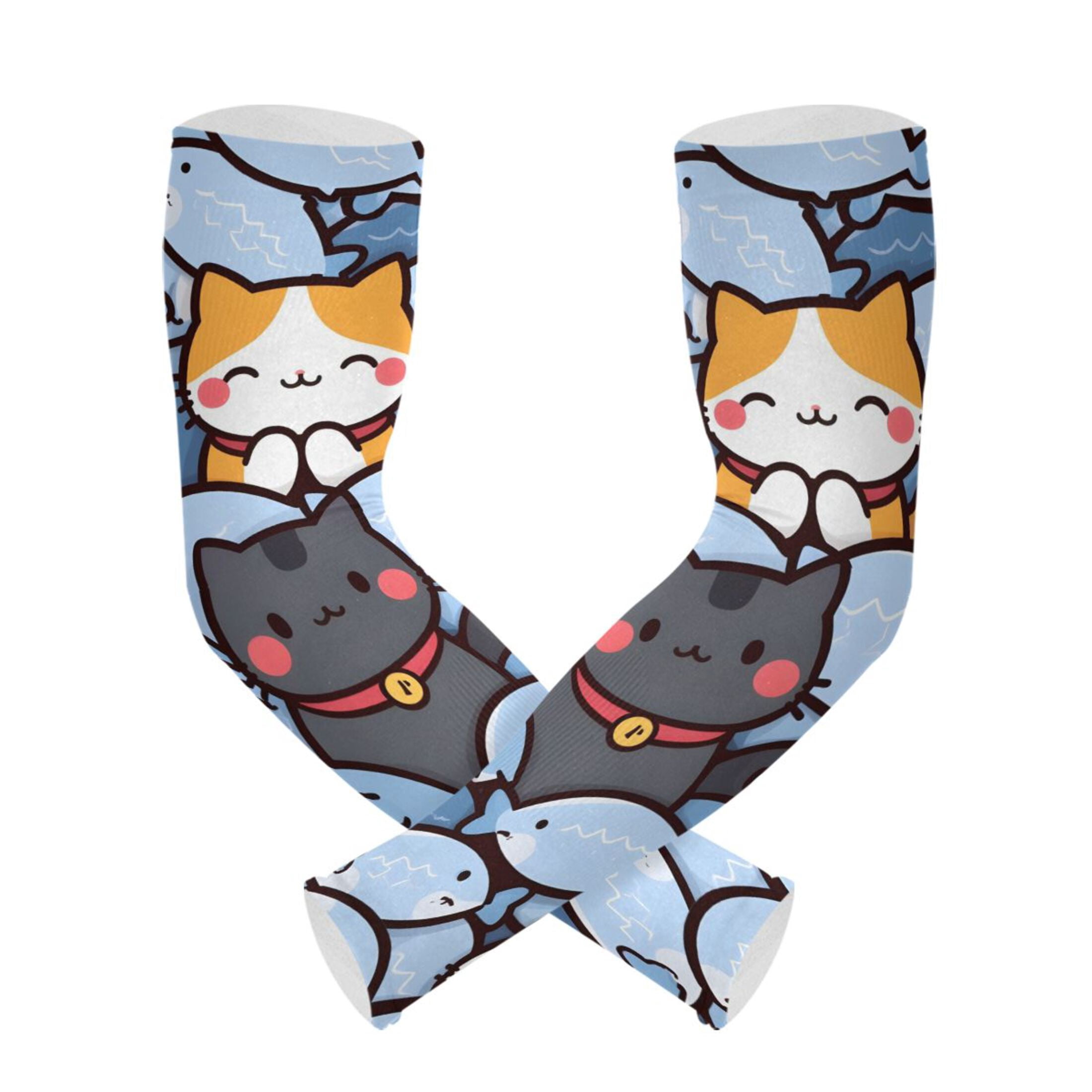 Cute Cats and Fish UV Protection Cooling Arm Sleeves, Compression Sun ...