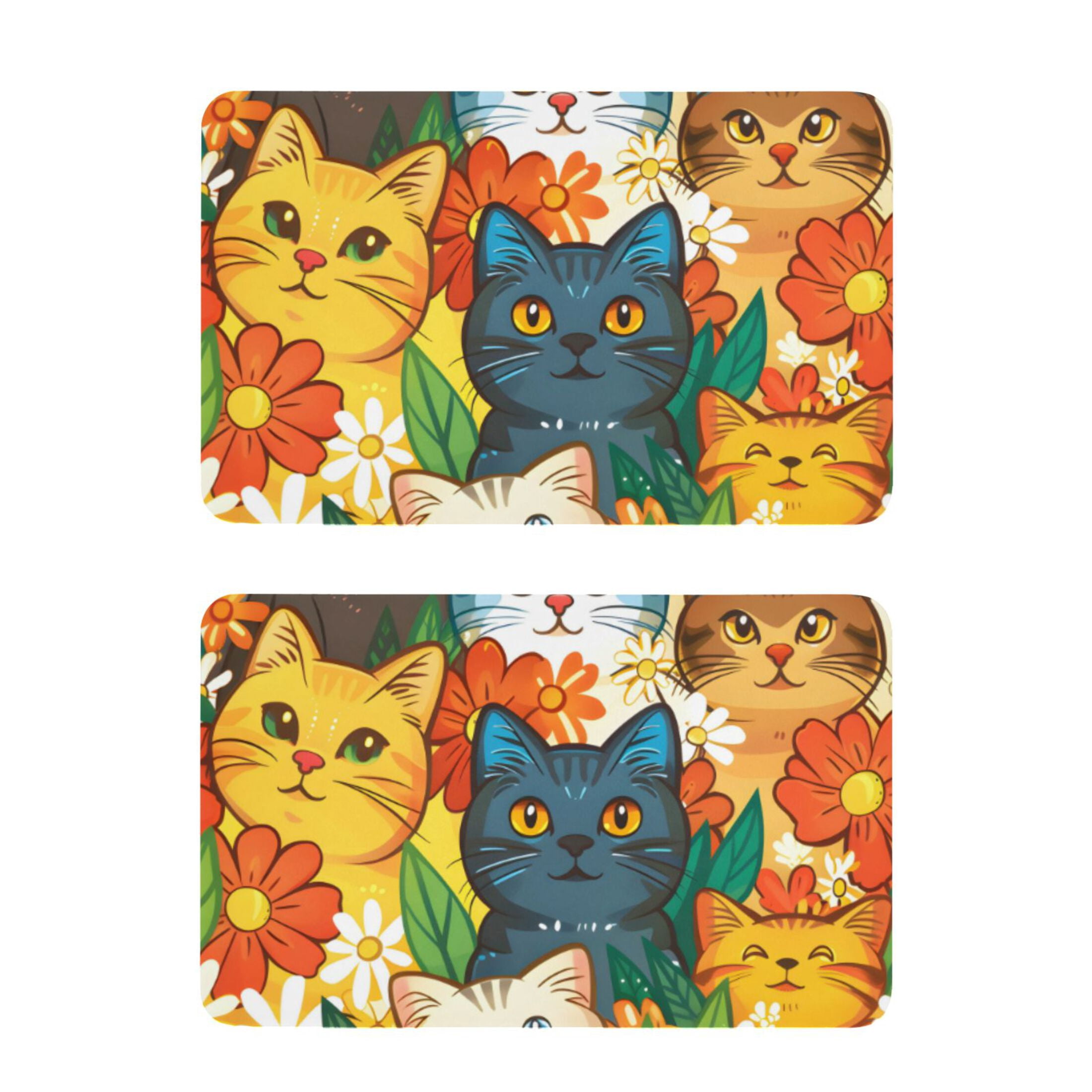 Cute Cats and Flowers Refrigerator Magnet Stickers Square Fridge ...