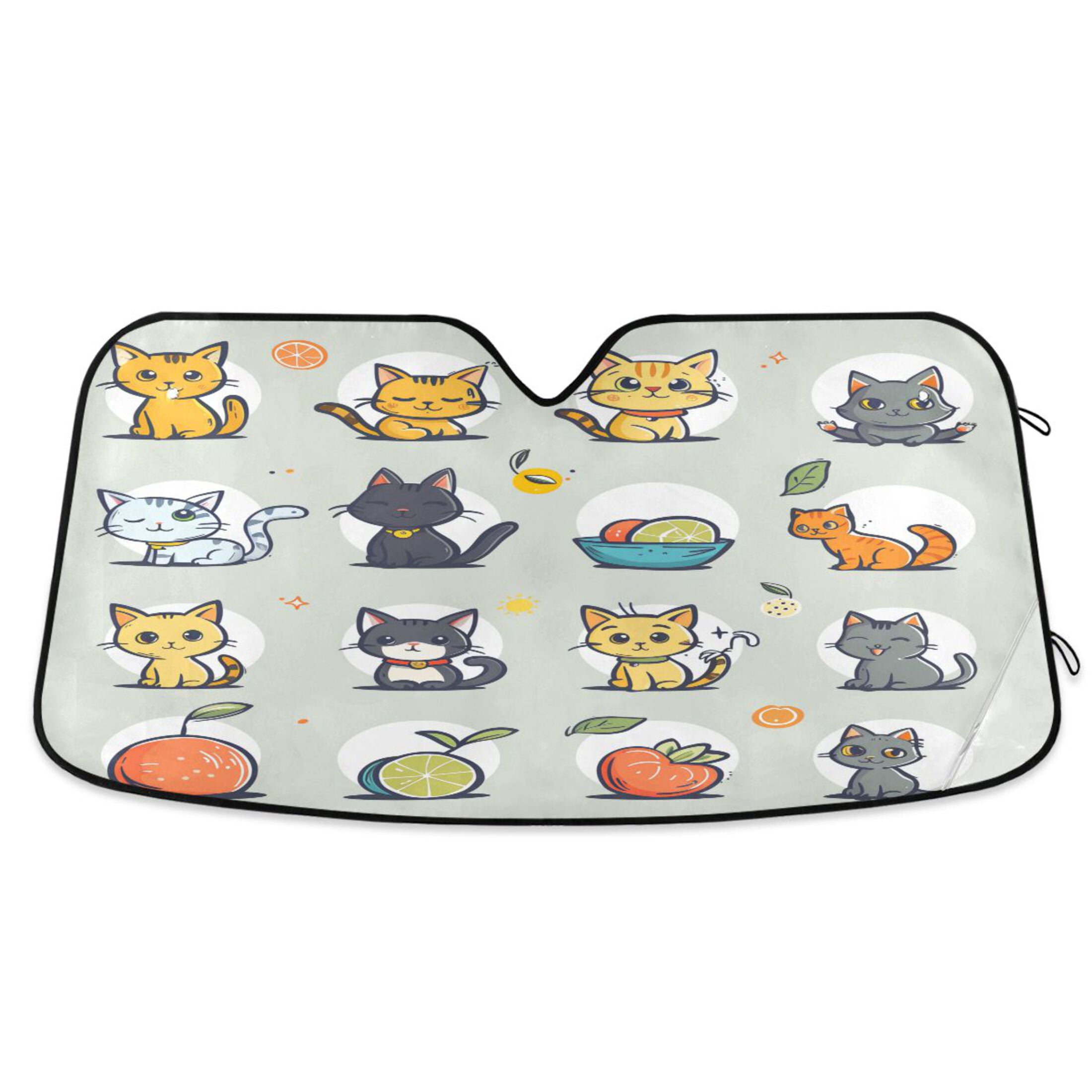 Cute Cats and Fruits Car Windshield Sun Shade Foldable Car Front Window ...