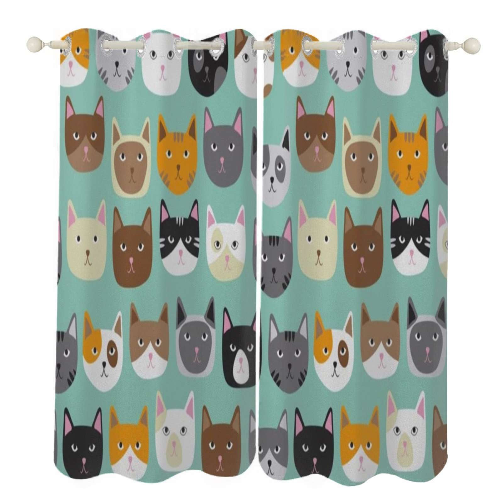 Cute Cats face Sunshade Curtains Home Bedroom Living Room Dining Room ...