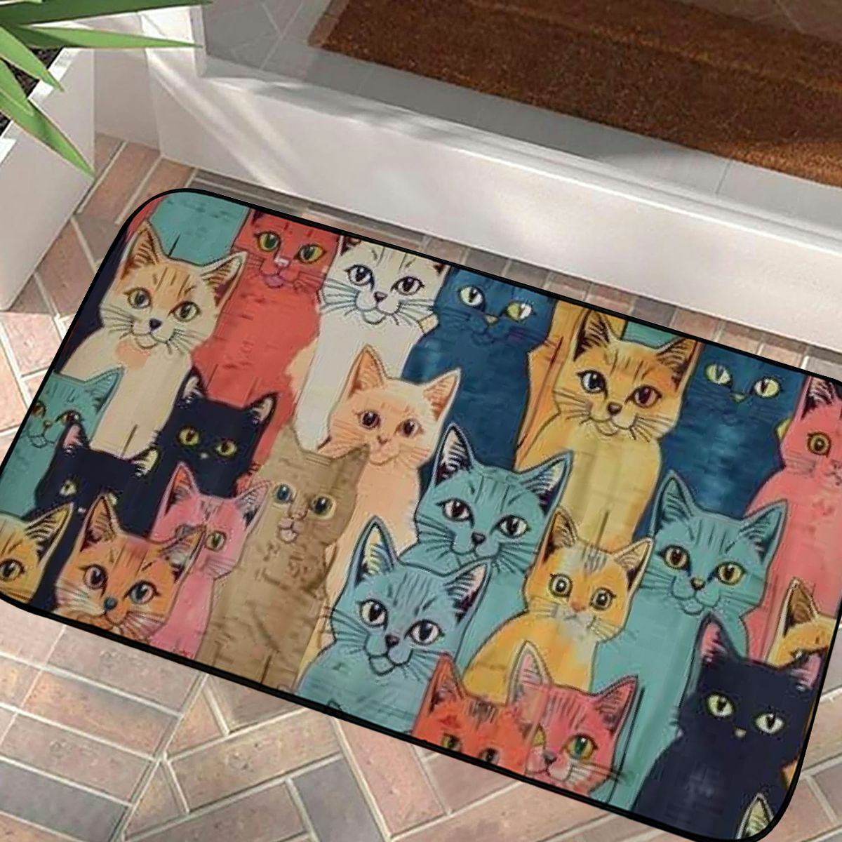 Cute Cats in A Variety of Colors Print Doormat,Entry Mat/Garage, Patio ...