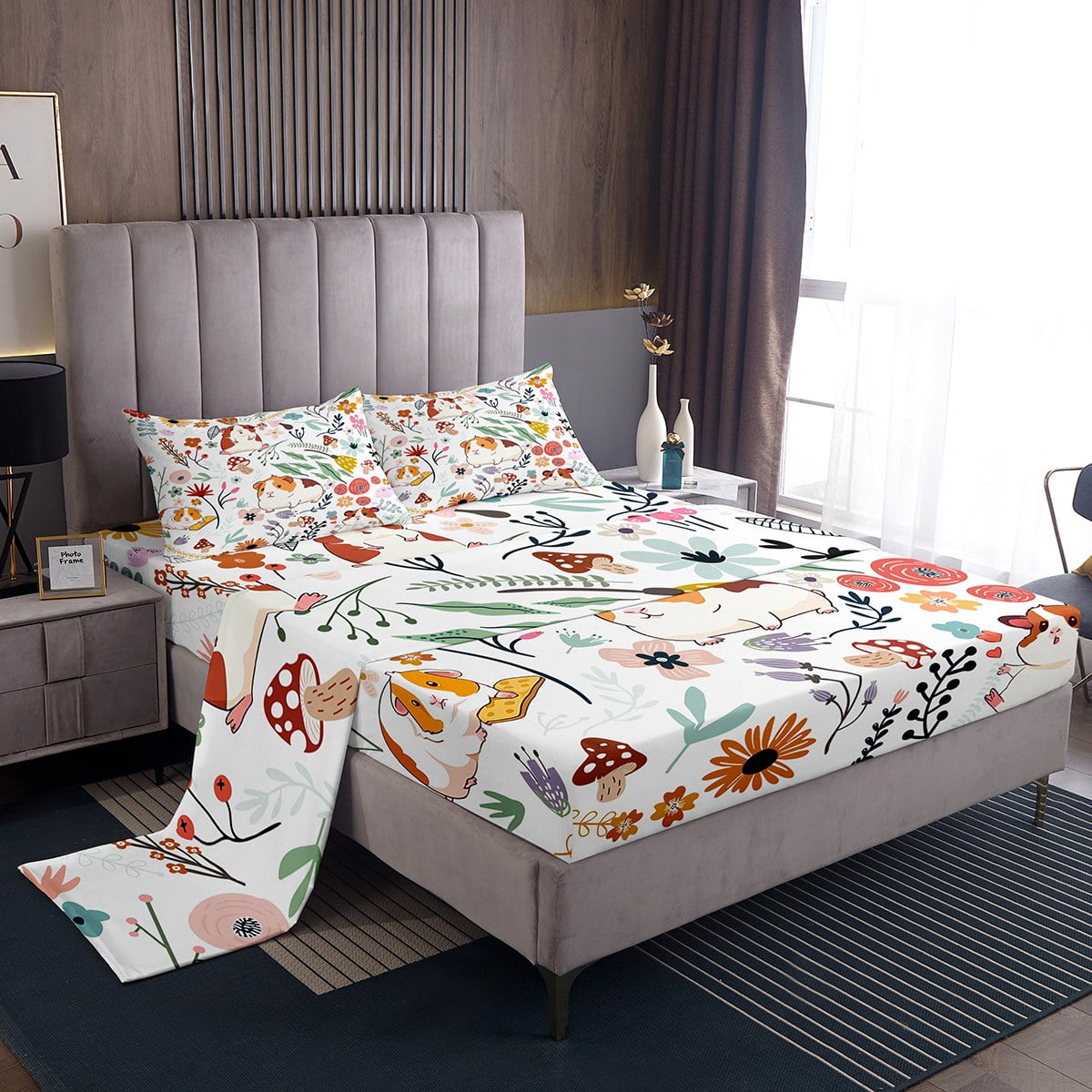 Cute Cavy Full Sheet Set,Mushroom Floral Sheets Cartoon Animal Bed ...