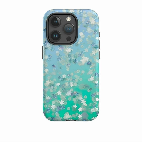 Cute Celestial Green Stars Whimsical Pattern Art iPhone Case 17 16 15 ...