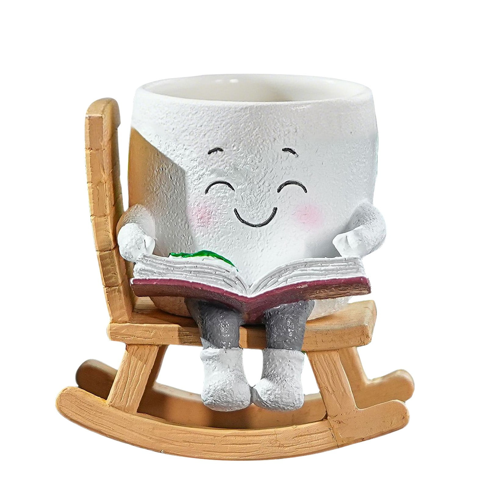 Cute Ceramic Planter Pot with Rocking Chair Design, Adorable Cartoon ...