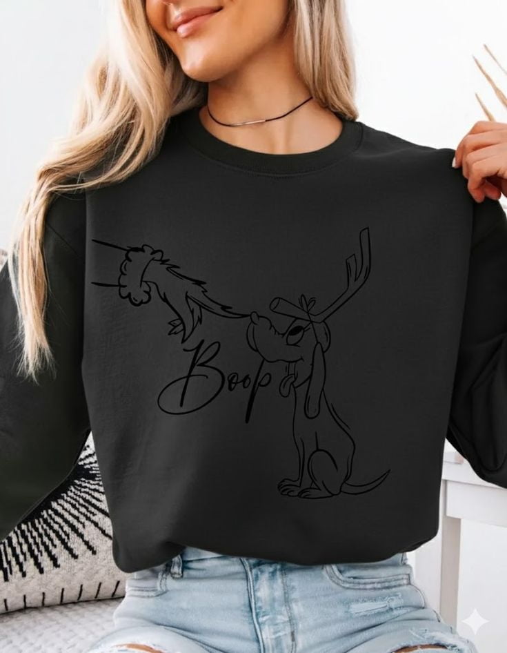 Cute Ch.rist.mas Dog Boop Nose Design, Reindeer Antler Puppy Sweatshirt ...