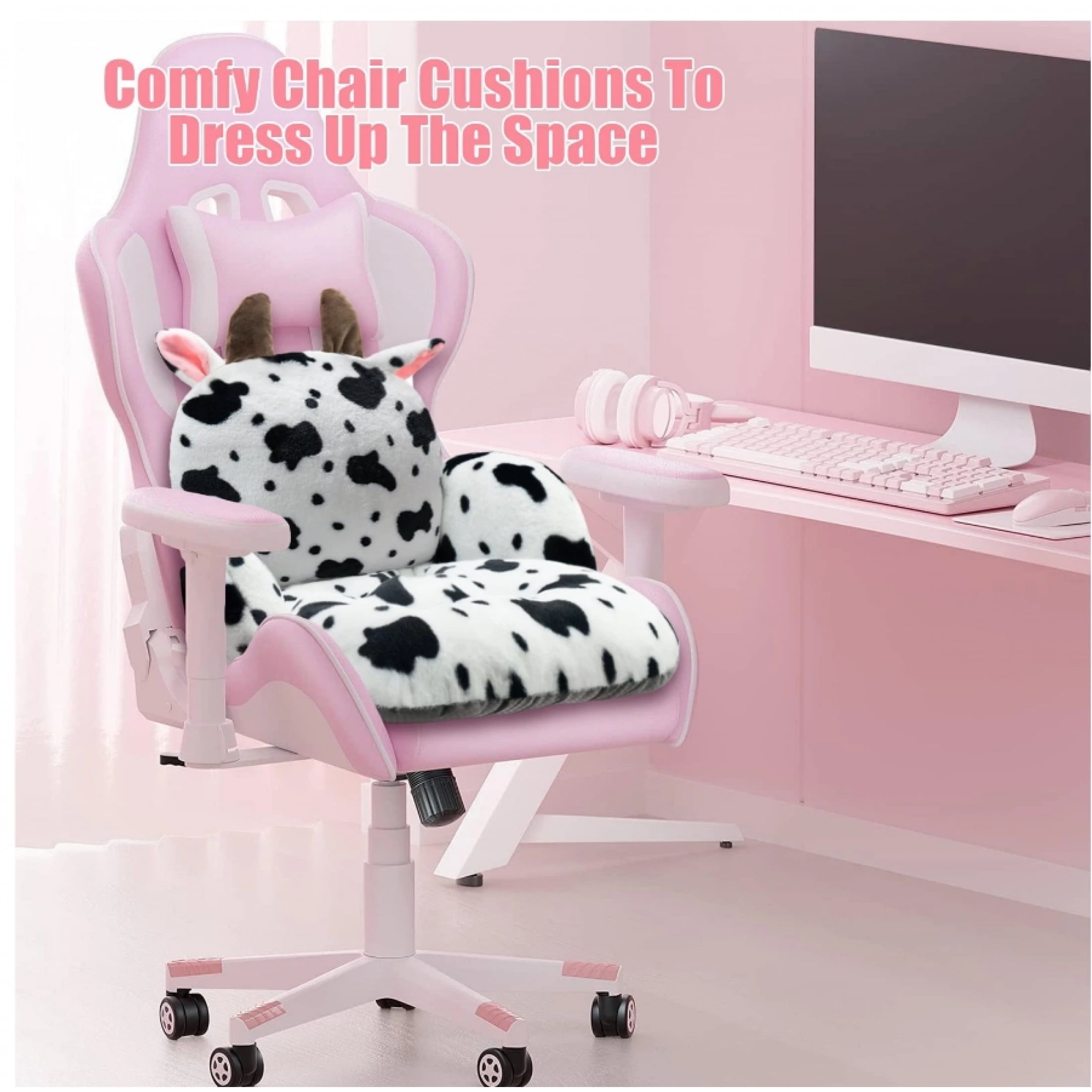 Cute Chair Cushion, Gaming Chair Cushion With Backrest Non-Slip, Comfy ...