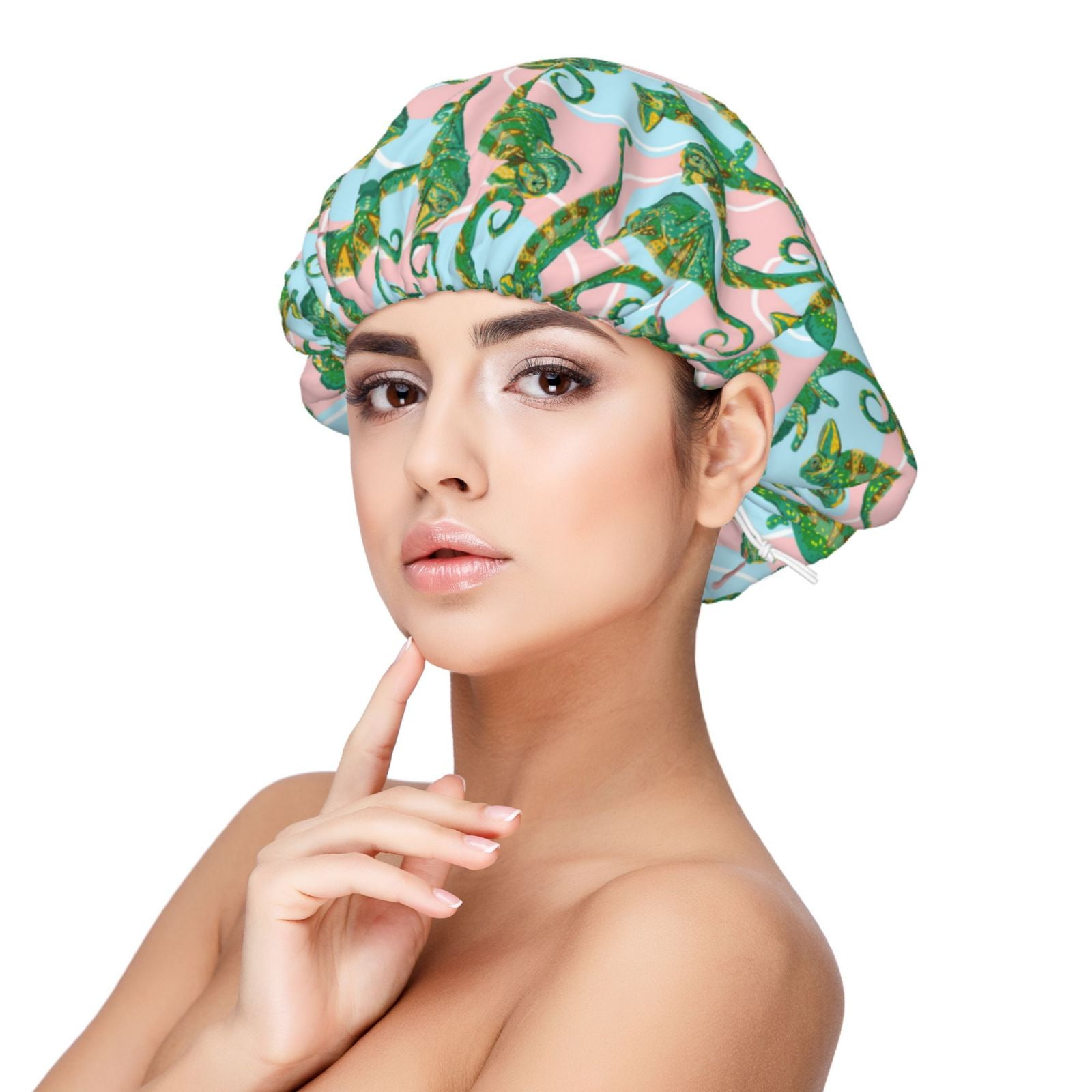 Cute Chameleon Lizard Green Silk Bonnet for Sleeping Women/Men ...