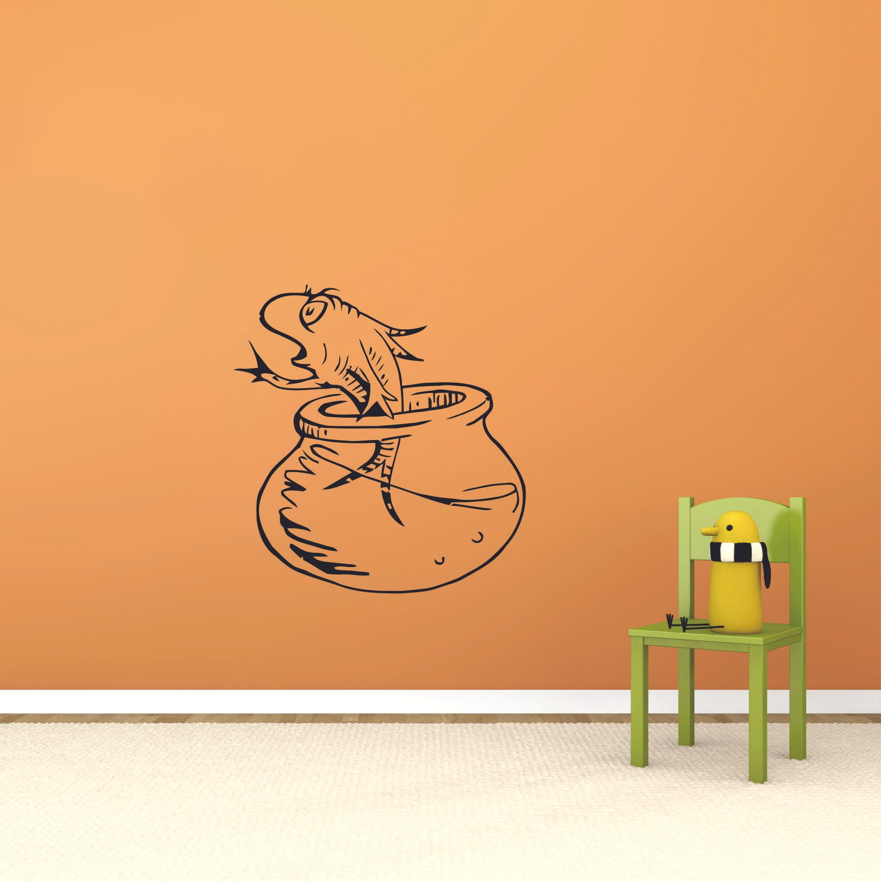 Cute Character Fish in the Bowl Dr Seuss Cartoon Wall Sticker Art Decal ...