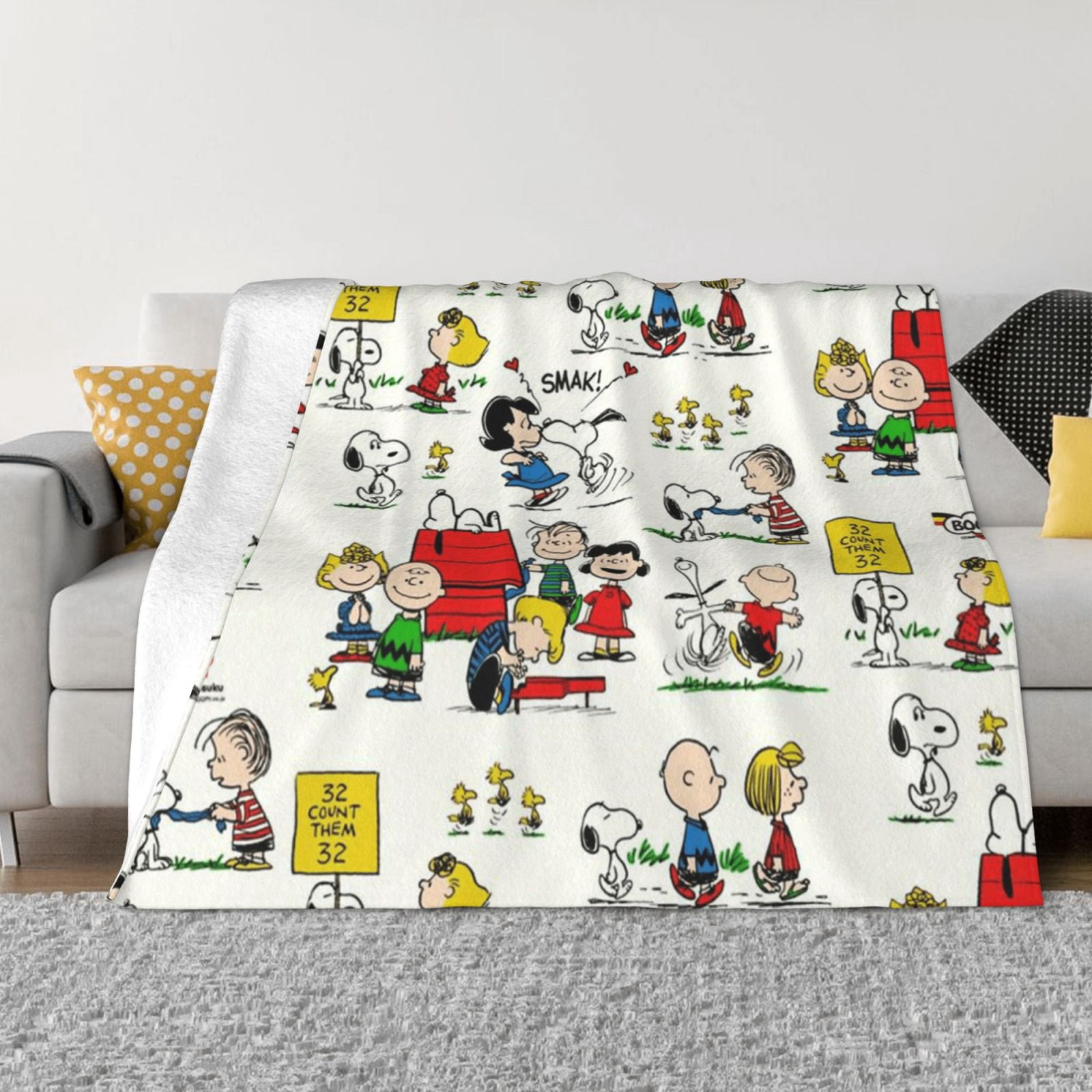 Cute Character Plush Oversized Throw Blanket, Play with Peanuts Gang ...