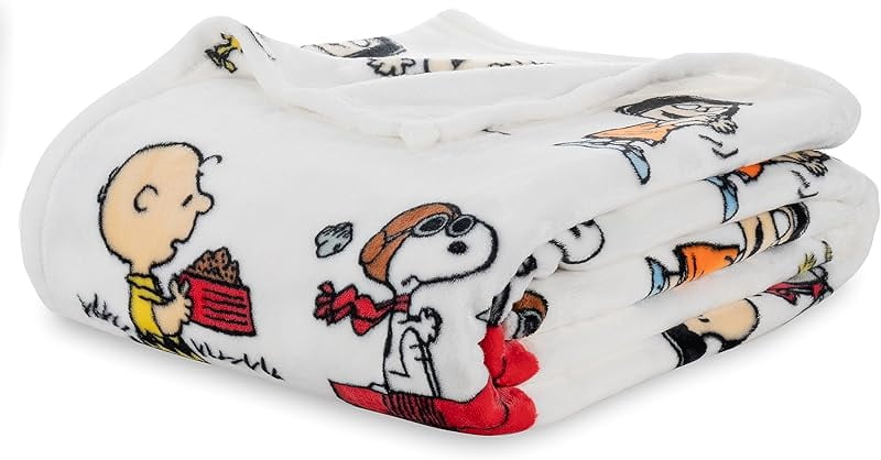 Cute Character Plush Throw Blanket,Peanuts Poses and Paws Grey ...