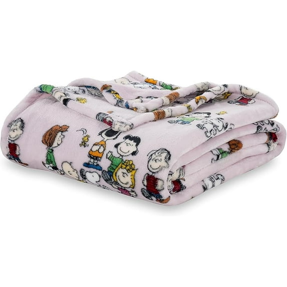 Cute Character Plush Throw Blanket,Peanuts Poses and Paws Grey ...