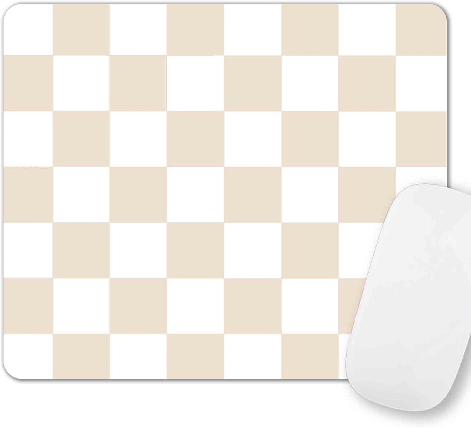 Cute Checkered Mouse Pad, Retro Beige Sand Mousepad, Square Aesthetic ...