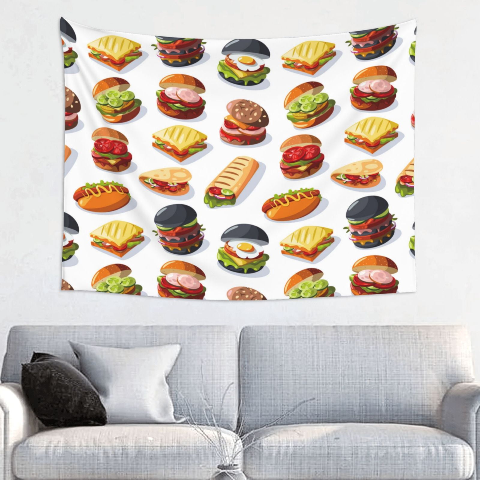 Cute Cheese Hamburger Chicken roll Tapestry Home Decor Tapestry Wall ...
