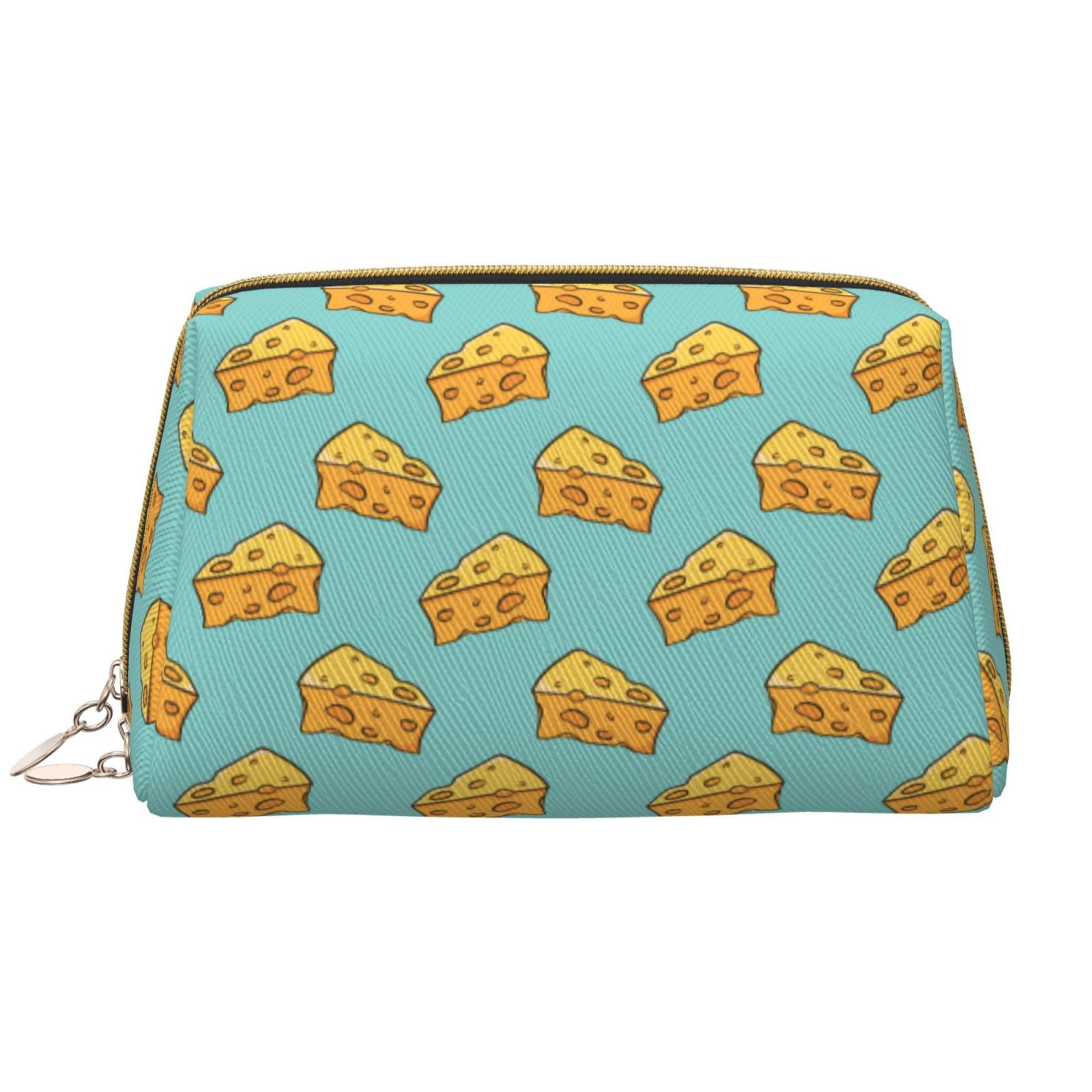 Cute Cheese Light Blue Makeup Bag, Leather Waterproof Travel Toiletry ...