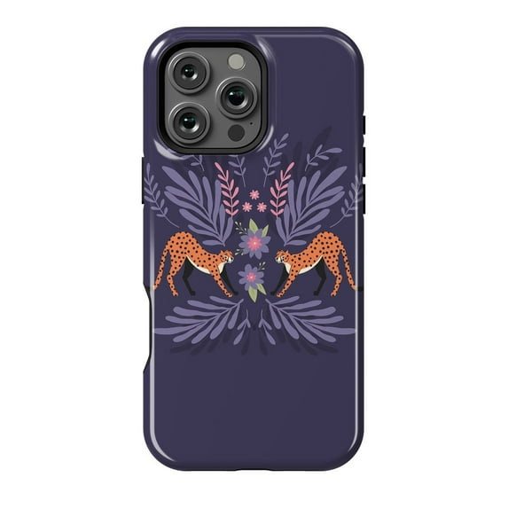 Cute Cheetah Couple Cartoon Art Animal iPhone Case 17 16 15 14 13 12 11 ...