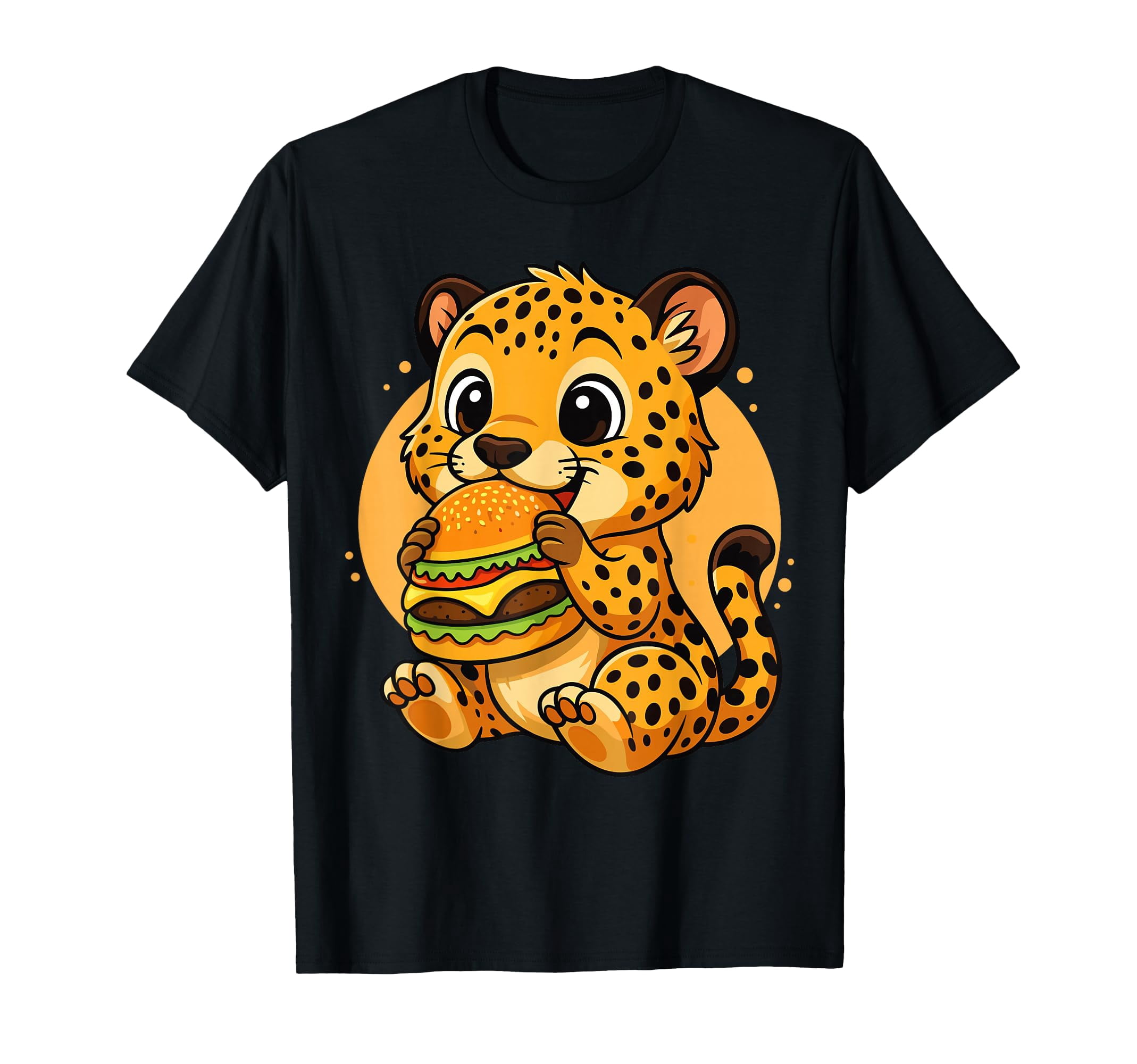 Cute Cheetah Holding Burger T-Shirt for Food Lovers, Funny Kawaii ...