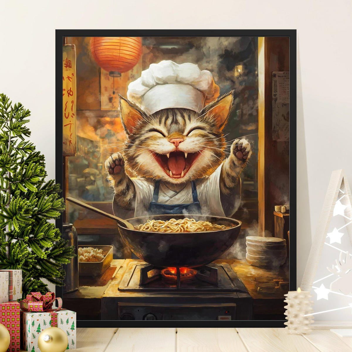 Cute Chef Cat Poster, Adorable Kitten Cooking Art, Funny Kitchen Decor ...