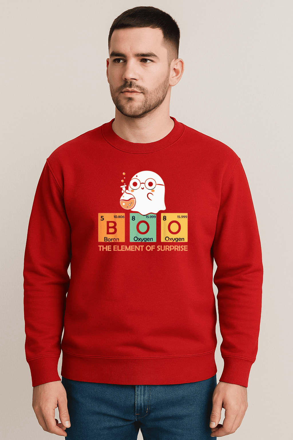 Cute Chemistry Boo Element Of Surprise Funny Scientist Quote Sweatshirt ...