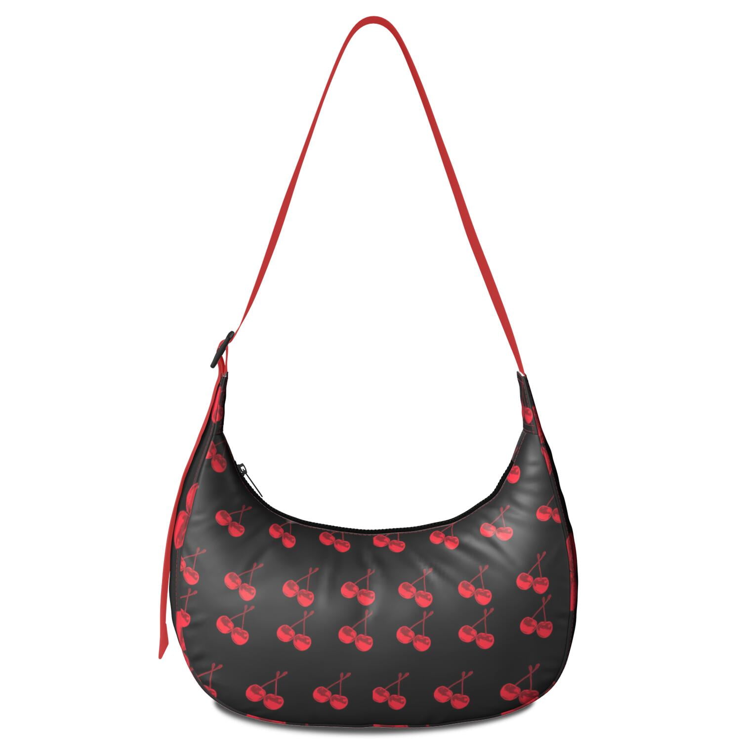 Cute Cherry Print Crossbody Handbag for Women, Red Fruit Shoulder Tote ...